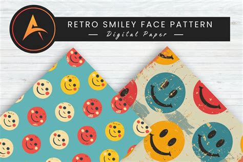 Retro Smiley Face Pattern Digital Paper