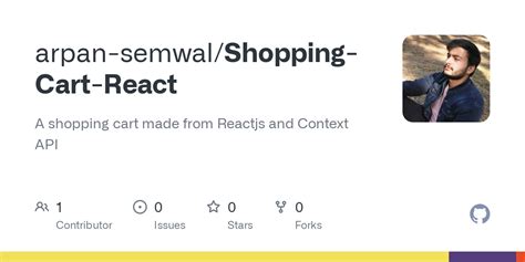 Github Arpan Semwalshopping Cart React A Shopping Cart Made From