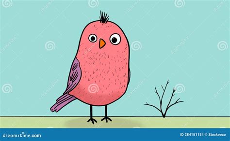 Miserable Robin A Cartoon Bird Inspired By Allie Brosh Stock