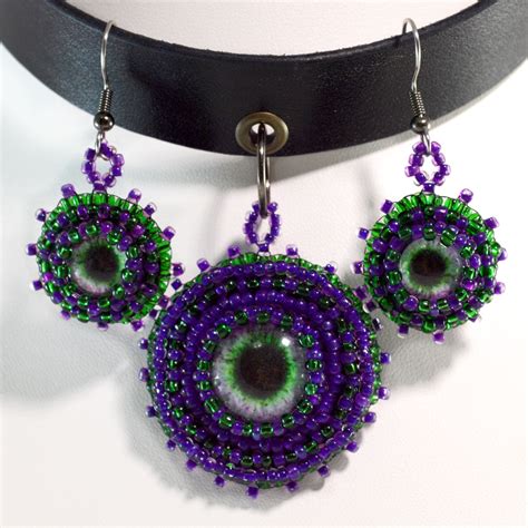Purple Choker Necklace Fantasy Eye Pendant Made To Order Twisted Pixies