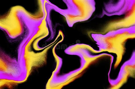 Yellow Pink And Black Trendy Surreal Wavy Distorted Background Stock Illustration