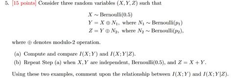5 15 Points Consider Three Random Variables X Y