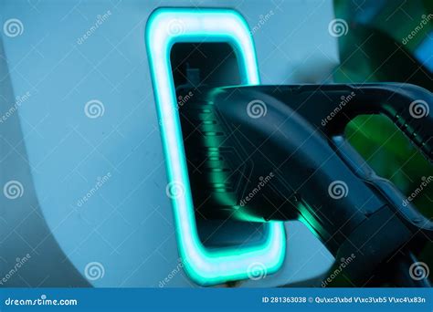 Power Supply Of Ev Charging Station With Cable Charging Port At An Electric Vehicle Charging