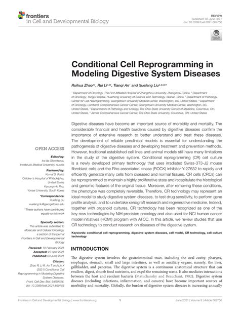 pdf conditional cell reprogramming in modeling digestive system diseases