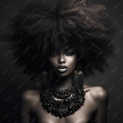 Premium Ai Image A Mysterious And Beautiful Woman With A Big Afro Hair