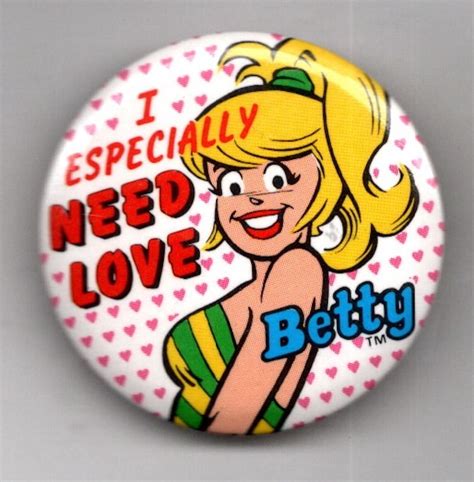 Vintage Archie Comics Button Pin Need Love Betty Etsy