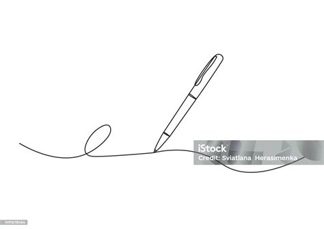 Une Ligne Continue Décriture Au Stylo Sur Une Feuille Illustration
