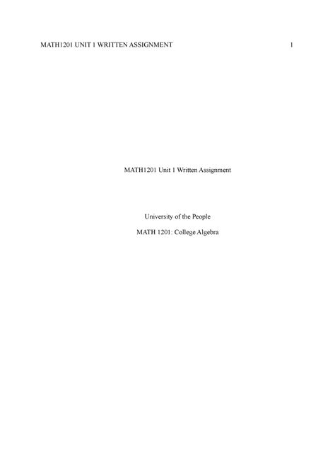 MATH1201 1W Unit 1 Written MATH1201 Unit 1 Written Assignment