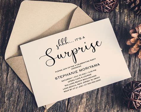Any Age Shhh It S A Surprise Invitation Template Surprise Etsy Artofit