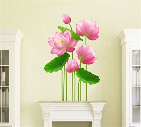 Wallbook Lotus Flowers Wall Sticker Wall Stickers For Home Kitchen