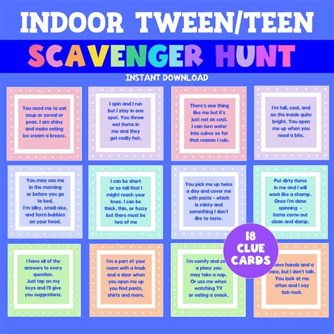 Indoor Scavenger Hunt For Tweens And Teens Treasure Hunt For Older