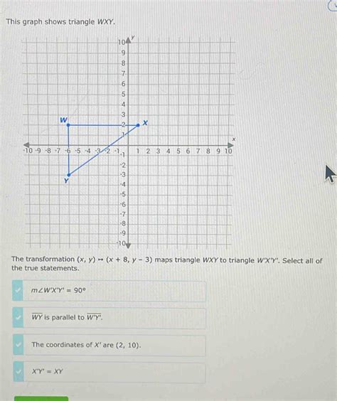 Solved This Graph Shows Triangle Wxy Thtransformation Xyto X8y