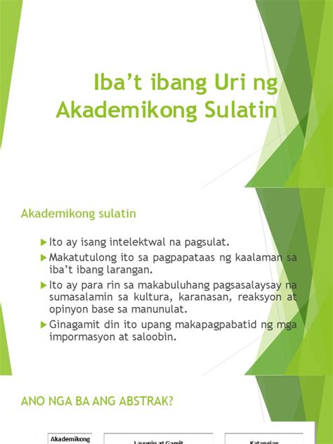Y3 Aralin 1 Ibat Ibang Uri Ng Akademikong Sulatin 1 Pdf