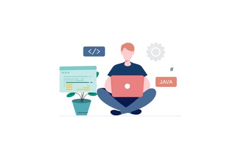 Man Programmer Is Working On His Laptop Graphic By Deemka Studio