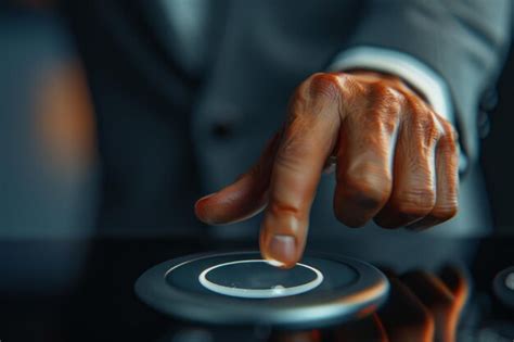 Premium Photo Businessman Hand Pressing Start Button Closeup Finger