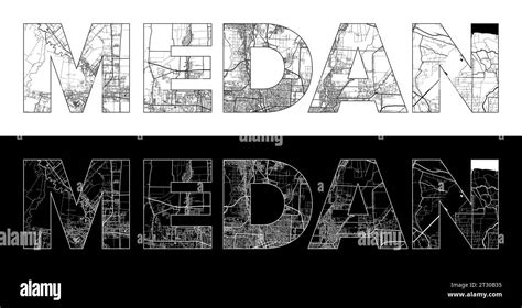 Medan City Name Indonesia Asia With Black White City Map