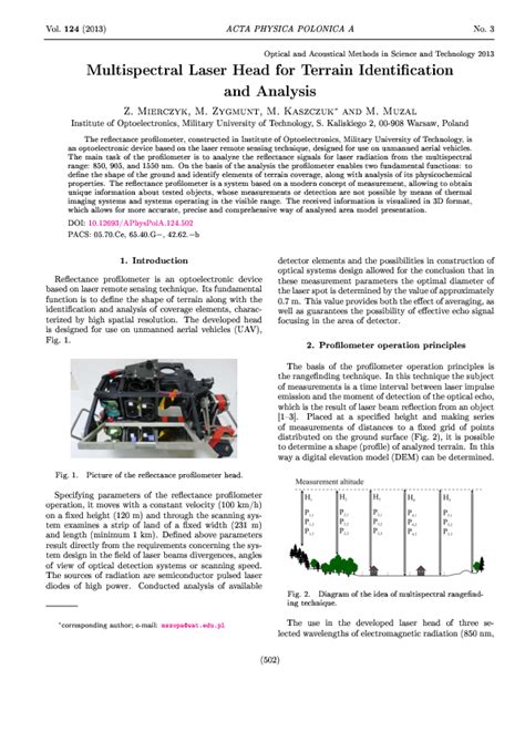 Pdf Multispectral Laser Head For Terrain Identification And Analysis Z Mierczyk