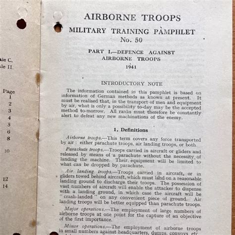 Original Ww2 British Army Pamphlet Mtp 50 Defence Against Airborne