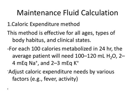 Maintenance Fluid Calculation