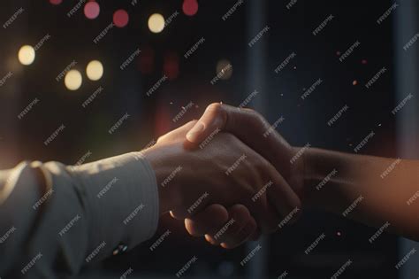 Premium Ai Image A Man Shaking Hands With A Blurry Background