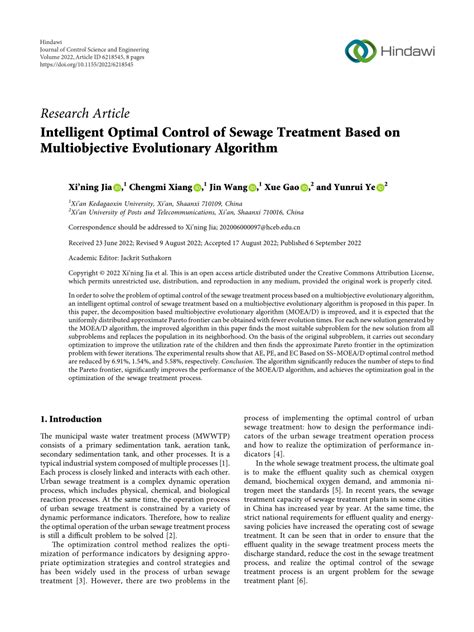 Pdf Intelligent Optimal Control Of Sewage Treatment Based On