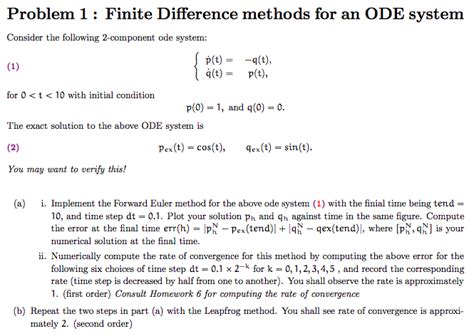 Problem Finite Difference Methods For An Ode Chegg