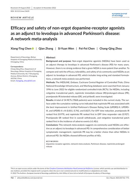 Pdf Efficacy And Safety Of Non‐ergot Dopamine‐receptor Agonists As An