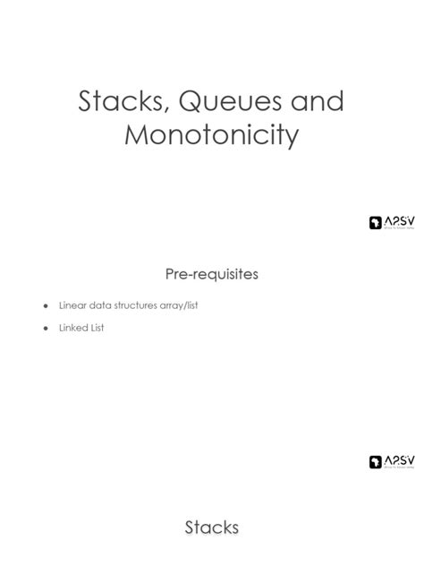 A2sv Stacks Queues And Monotonicity Lecture With Code Pdf Queue