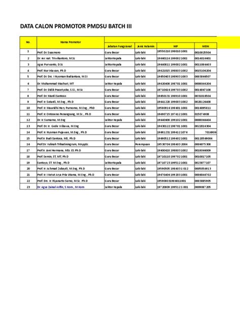 Data Calon Promotor Pmdsu Batch Iii Dr Agus Zainal Arifin S Kom M
