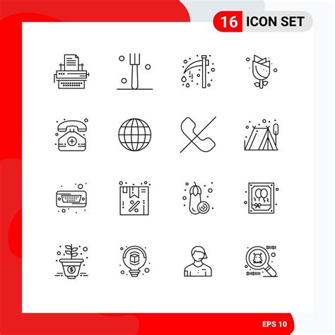 User Interface Pack Of 16 Basic Outlines Of Hospital Nature Axe Easter