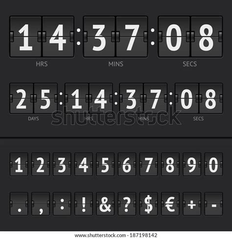 Vector Illustration Countdown Timer Scoreboard Numbers Stock Vector