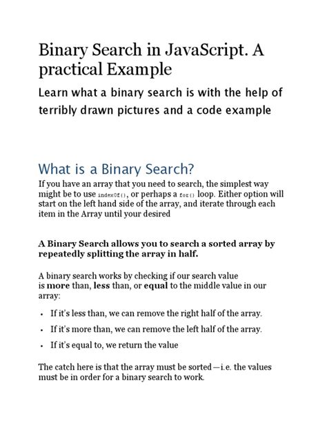 Binary Search In Javascript Pdf Computer Programming Areas Of