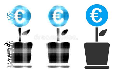 Broken Dot Halftone Euro Project Pot Icon Stock Vector Illustration