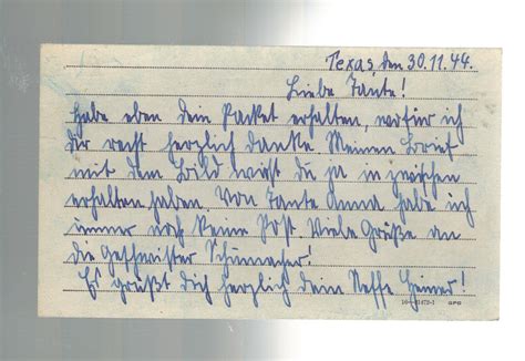 1944 Camp Swift Tx German Pow Camp Postcard Cover To New York Prisoner