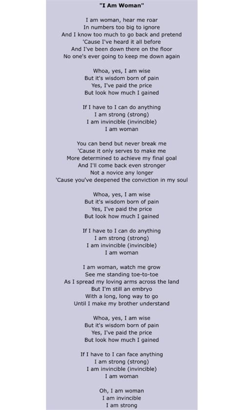 Helen Reddy I Am Woman Poem