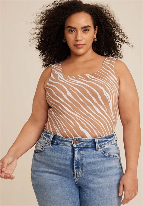 Plus Size Double Layer Zebra Tank Top Maurices