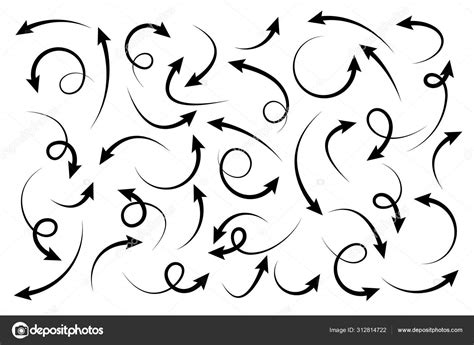 Black Hand Drawn Arrows Set On White Background Arrow Cursor Icon Vector Pointers Collection