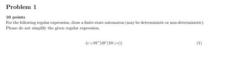 Solved 10 Points For The Following Regular Expression Draw