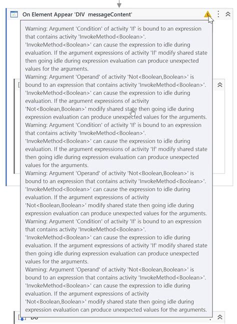 On Element Appear Warning Argument Condition Of Activity If Is Bound To An Expression