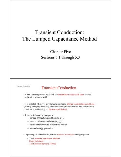 Transient Conduction The Lumped Capacitance Method