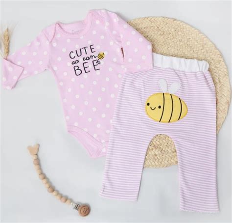 خرید و قیمت زیردکمه آستین بلند و شلوار دخترانه طرح زنبور 912 ماه ترب