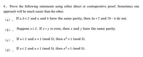 solved 4 prove the following statements using either direct