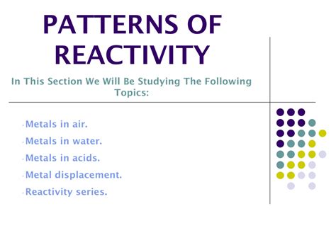 Patterns Of Reactivity Ks3 Powerpoint Year 9 Curriculum Press
