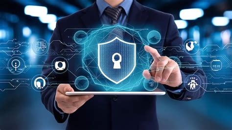 Cybersecurity Network Data Protection Businessman Using Mobile Phone