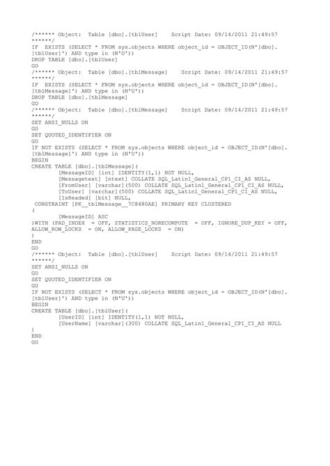 Database Script Txt