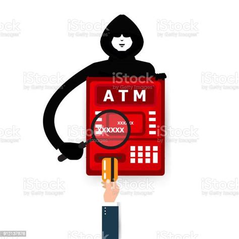 Hacker Stealing Sensitive Password From Atm Machine Stock Illustration Download Image Now Istock
