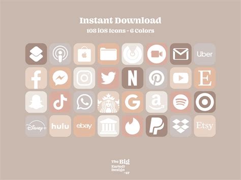 Aesthetic Nude IOS 14 App Icons Pack 108 Icons 6 Colors Etsy