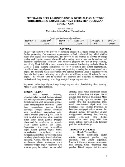 Penerapan Deep Learning Untuk Optimalisasi Metode Thresholding Pada Segmentasi Citra Menggunakan