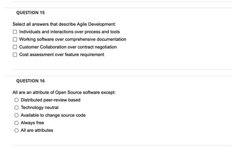 Solved Select All Answers That Describe Agile Development Chegg
