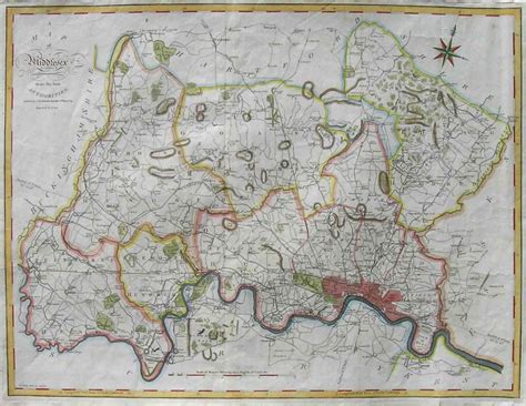 Middlesex A Map Of Middlesex From The Best Authorities Michael Jennings Antique Maps And Prints